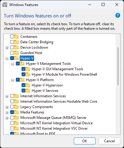 Enable Hyper-V on Windows 11. | DemoBuilder